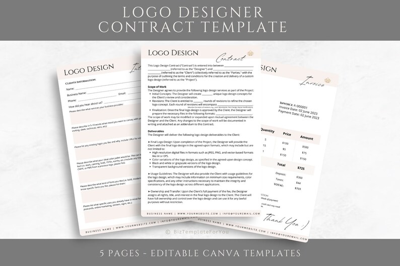 Editable Logo Designer Contract Template, Freelance Graphic Design ...