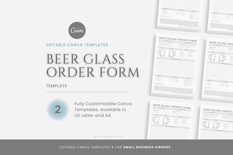 Editable Beer Glass Order Form Template, Printable Beer Glass Order ...
