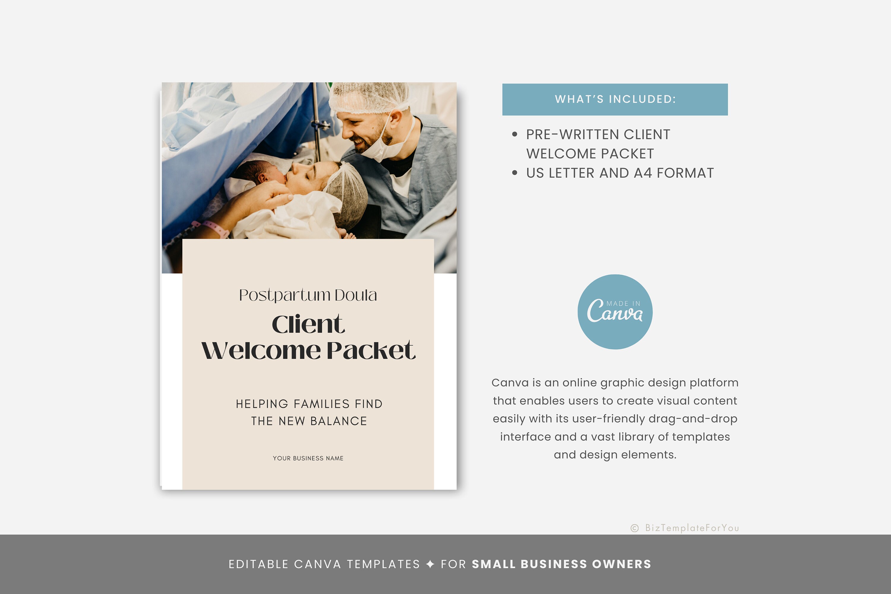 Editable Postpartum Doula Client Welcome Packet Template, Canva, Doula ...