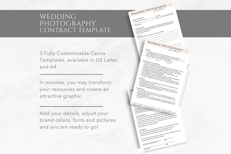 Editable Wedding Photography Contract Template Professional - Etsy