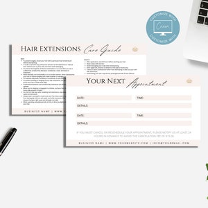 Editable Hair Extensions Aftercare Card Template, Hair Extensions ...