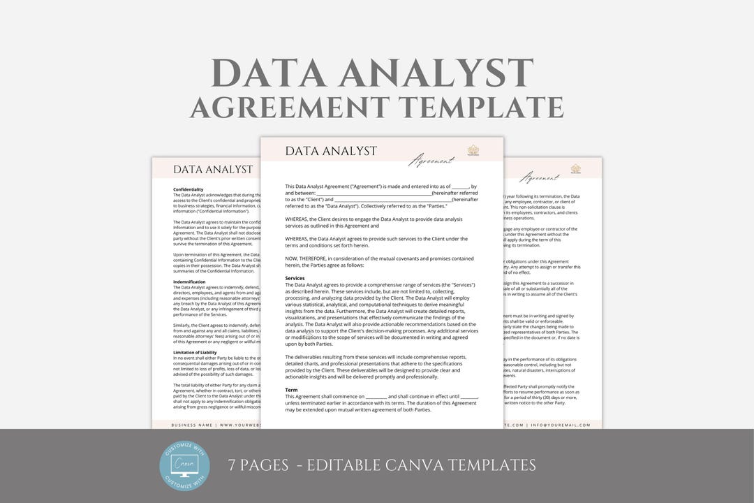 Editable Data Analyst Agreement Template, Business Analytics Agreement ...