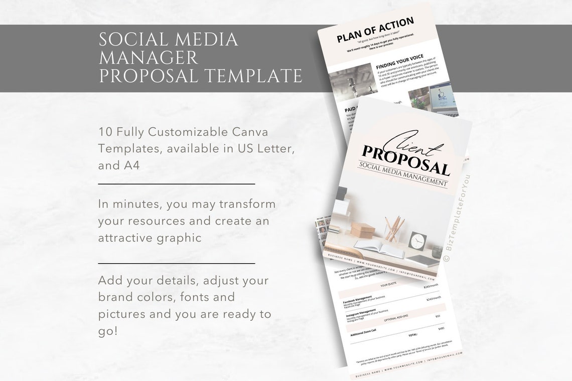 Editable Social Media Manager Proposal Template, Freelance Social Media ...