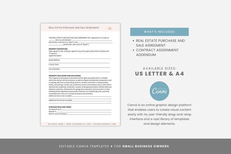 Editable Wholesale Real Estate Contract Template, Realtor Purchase and ...