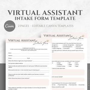 Editable Virtual Assistant Client Intake Form Template, Freelance Personal Assistant Client ...