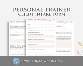 PERSONAL TRAINER Client Intake Form, Personal Trainer Forms, PARQ ...
