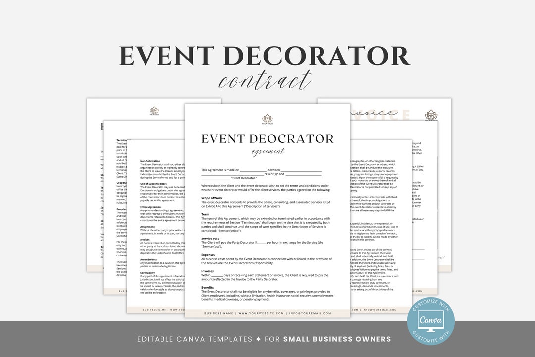 Editable Event Decorating Services Contract Template, Party Decorator ...