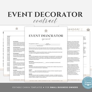 Editable Event Decorating Services Contract Template, Party Decorator ...