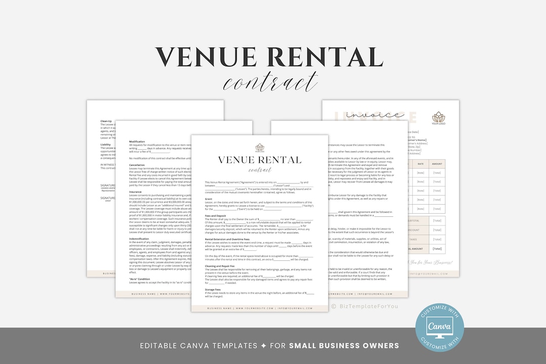 Editable Event Venue Rental Agreement Template, Event Facilities Rental ...