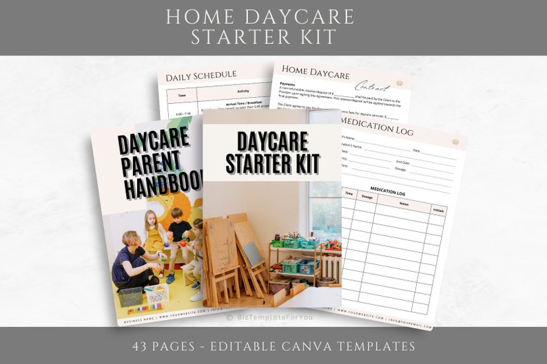 Daycare Starter Kit, Editable Daycare Forms Templates, Starter Kit for ...