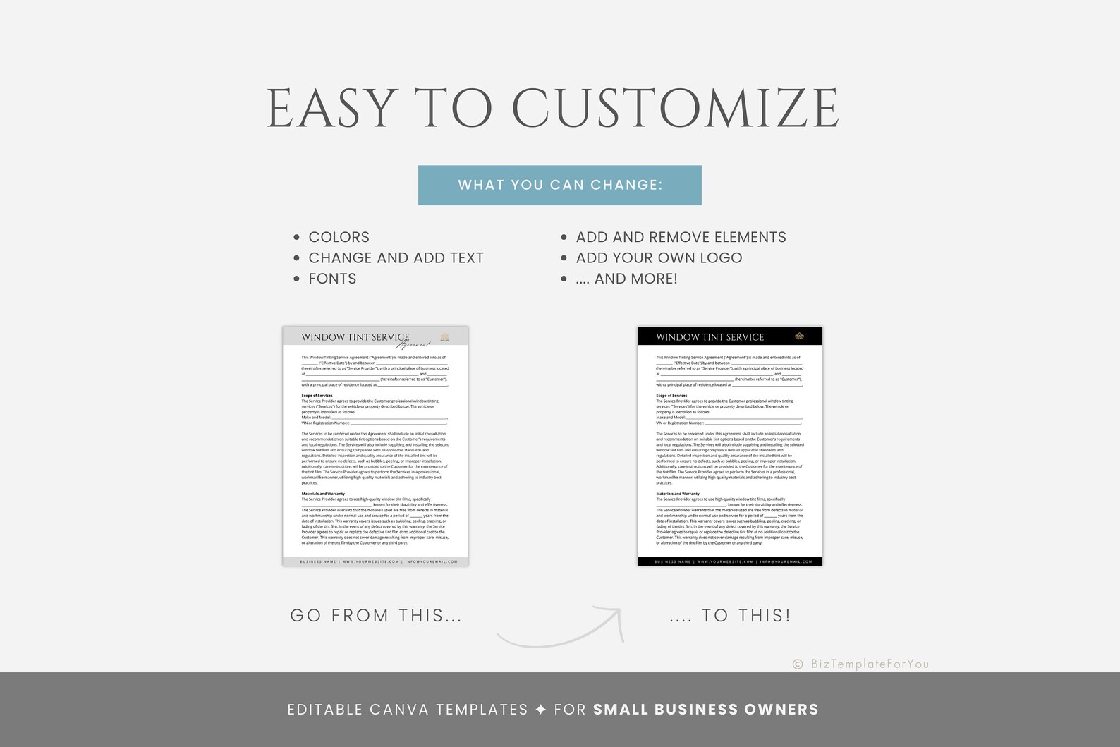 Editable Window Tint Service Agreement Template, Car Window Tinting ...