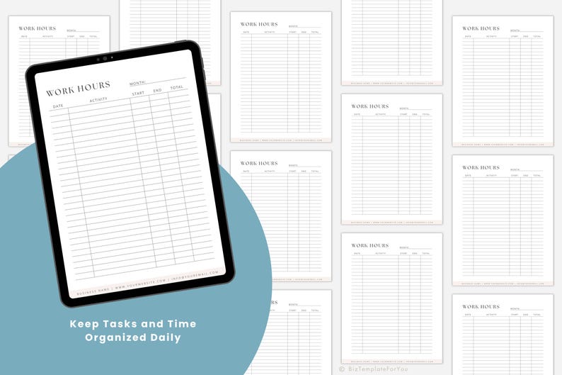 Editable Work Hours Log Template, Canva Time Tracker Sheet for ...