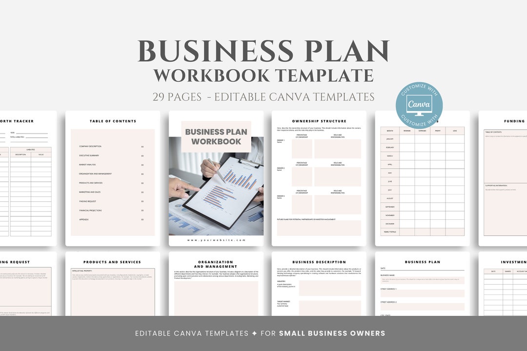 Editable Business Plan Workbook Template, Business Planning Workbook ...