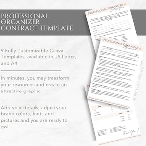 Editable Professional Organizer Contract Template, Client Intake Form ...