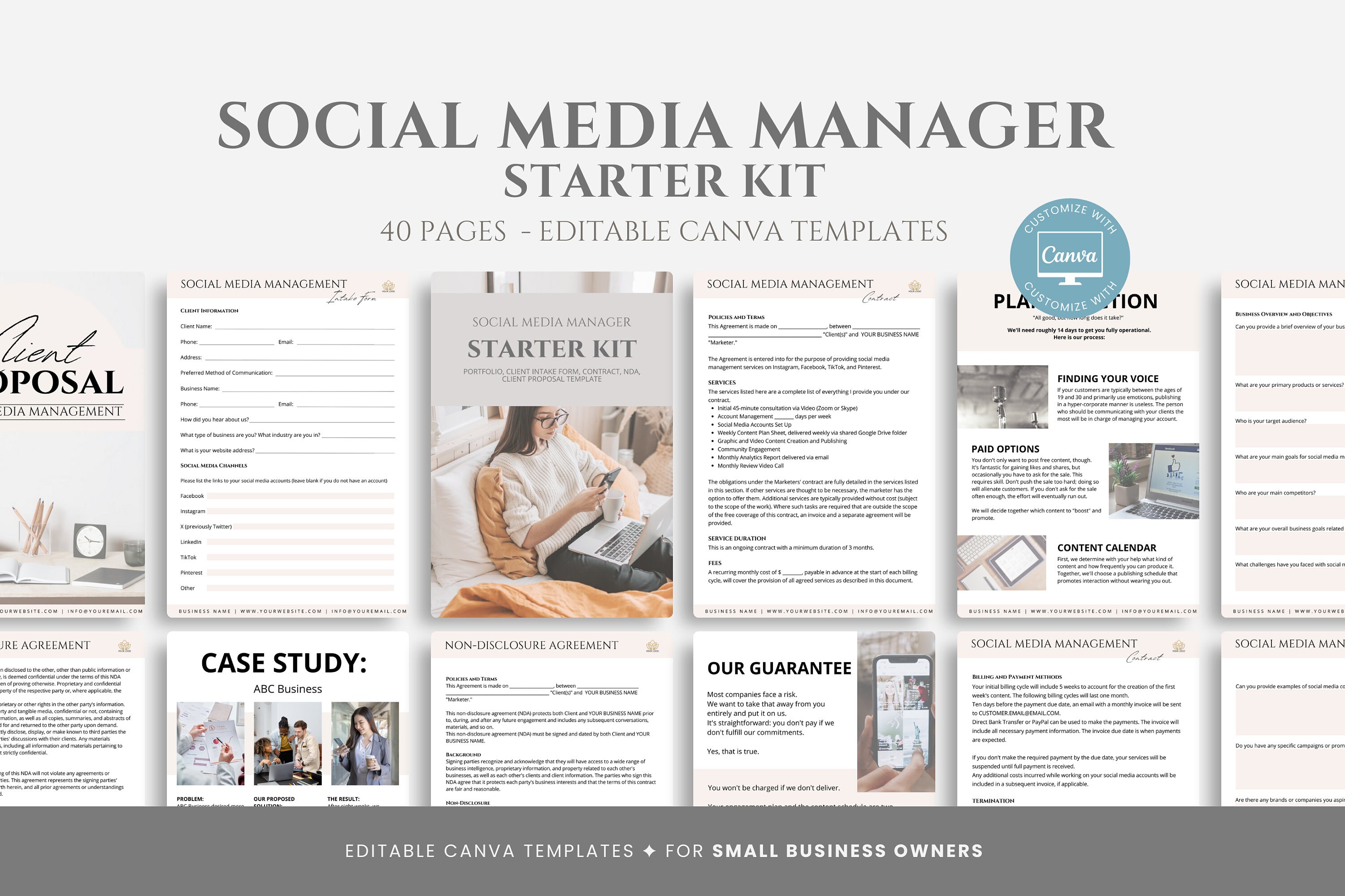 Editable Social Media Manager Starter Kit, Including Contract ...