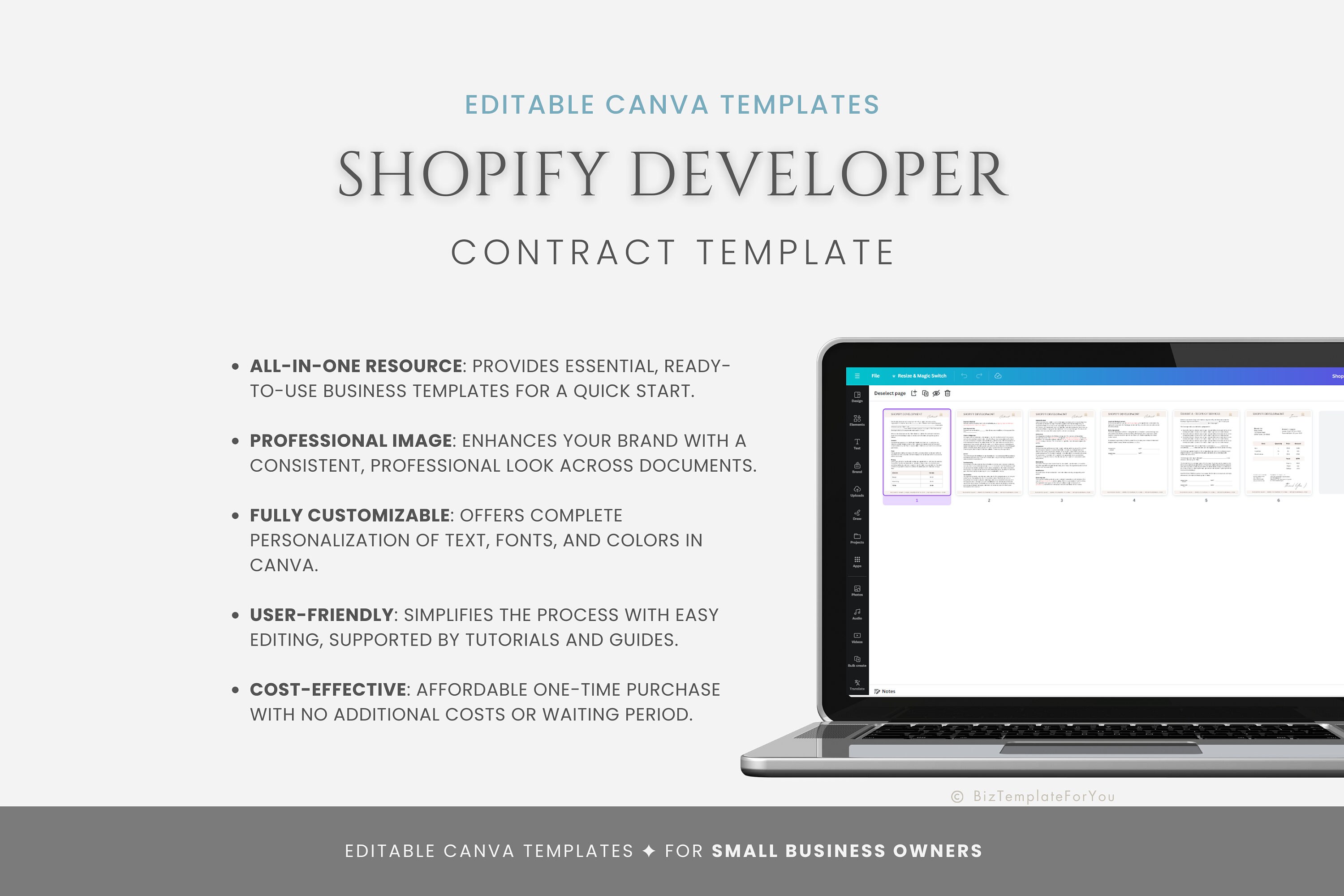 Editable Shopify Development Contract Template, Freelance Website ...