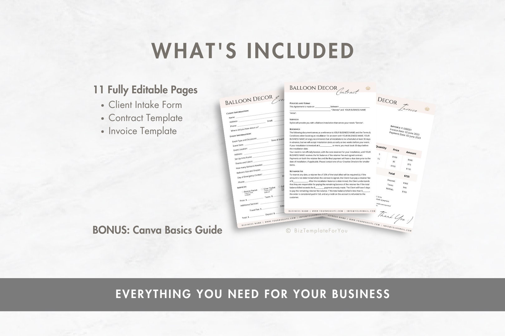Editable Balloon Decor Contract Template, Freelance Balloon Artist ...