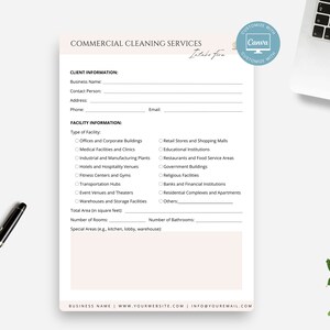 Commercial Cleaning Intake Form Template for Cleaning Service Business ...