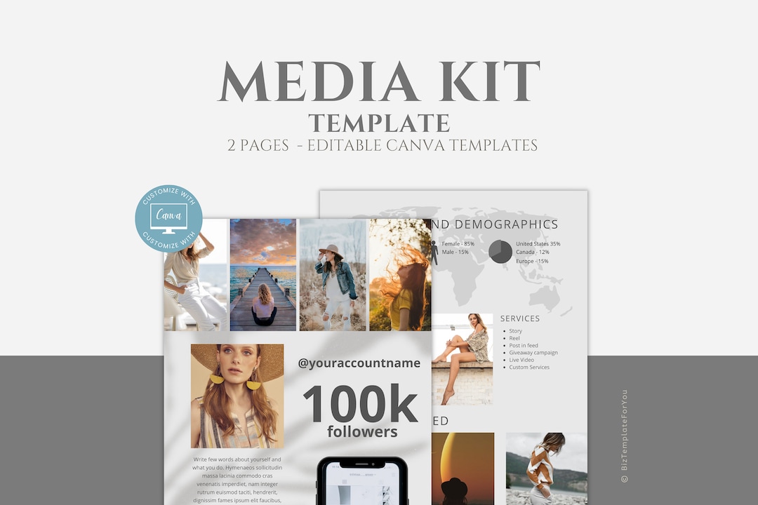 Influencer Media Kit Template, Influencer Price List Template, Blogger ...