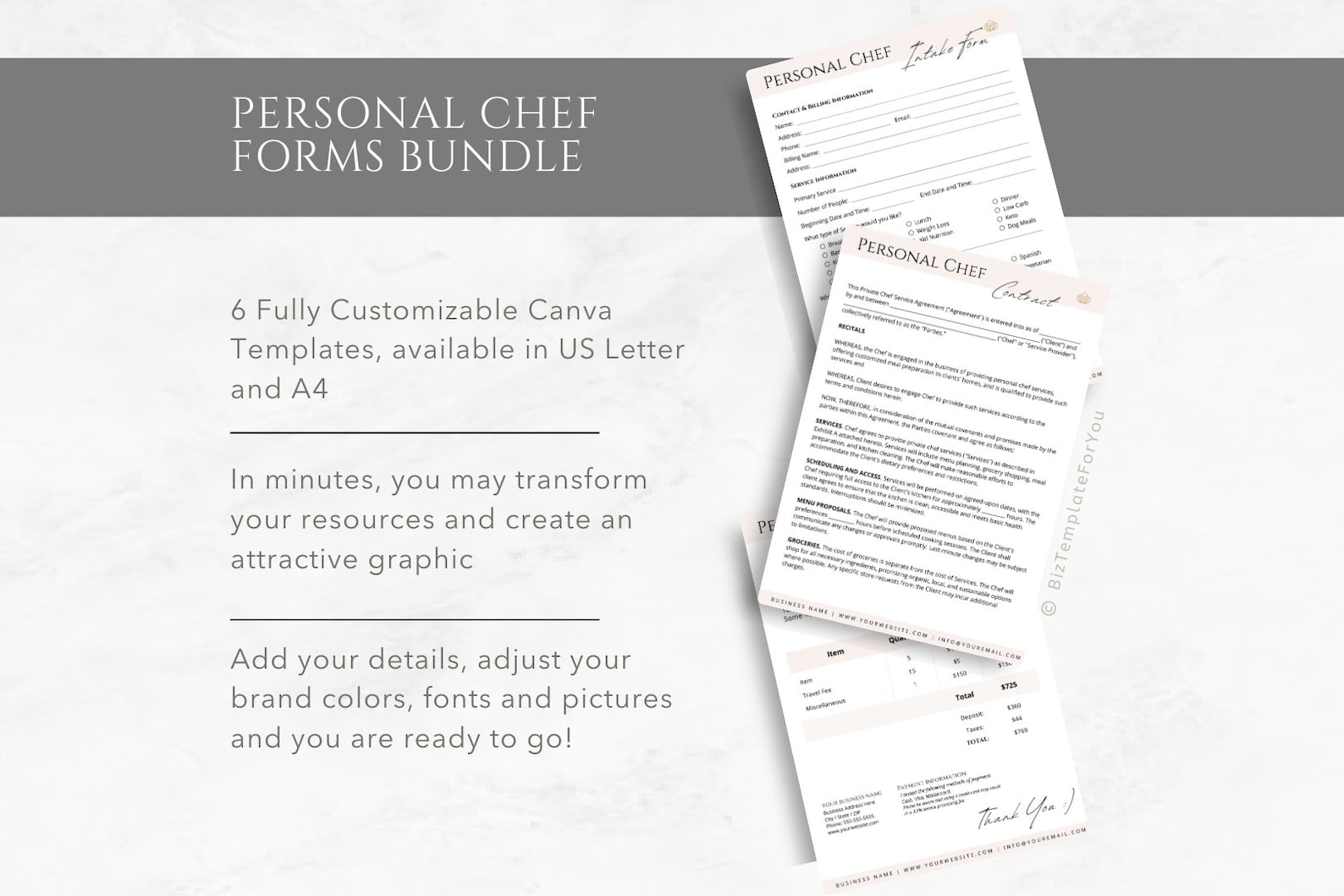 Editable Personal Chef Contract Template, Private Chef Contract ...