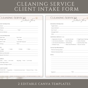 Cleaning Services Client Intake Form Editable Residential and - Etsy