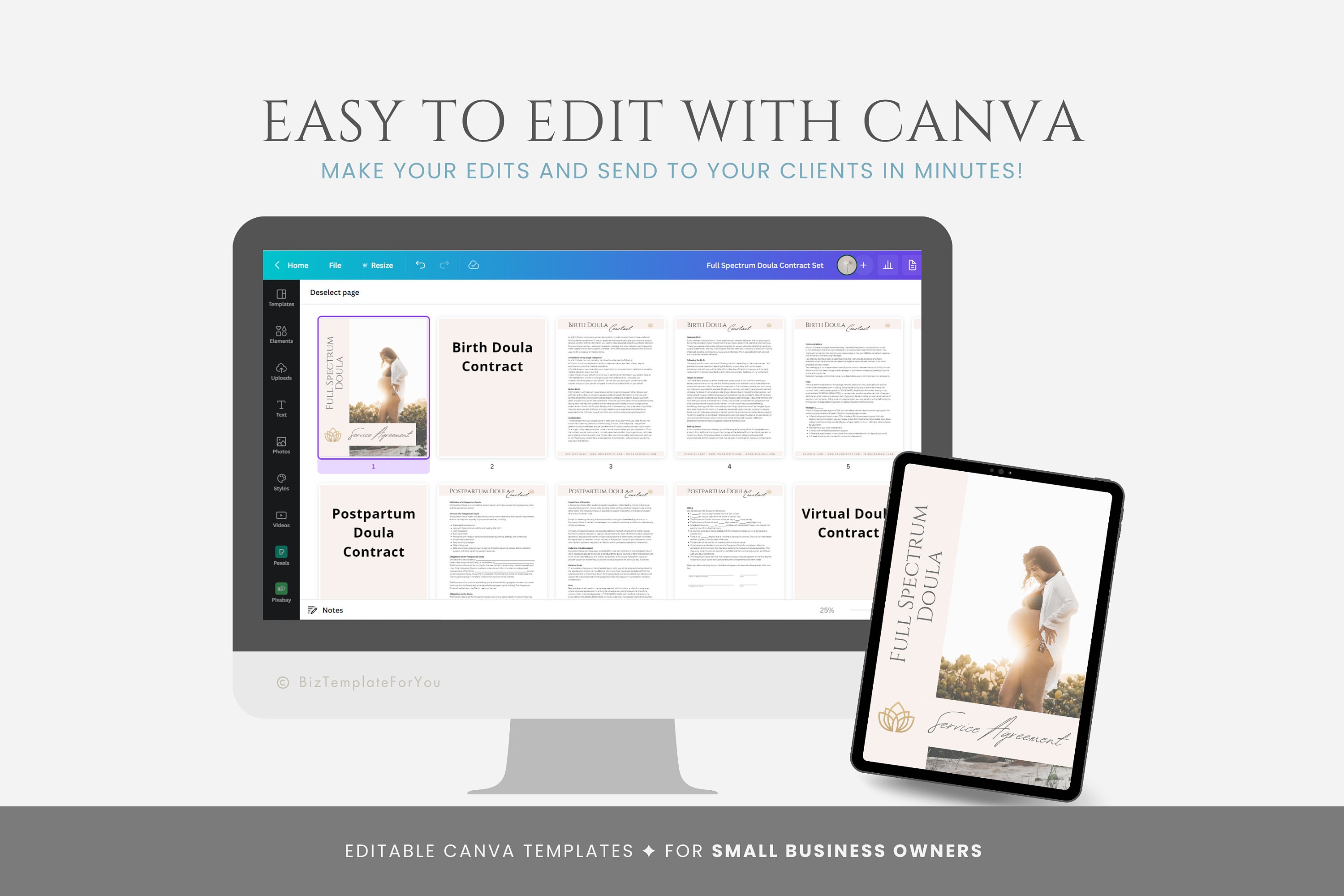 Editable Full Spectrum Doula Contract Canva Templates, Incl. Virtual ...