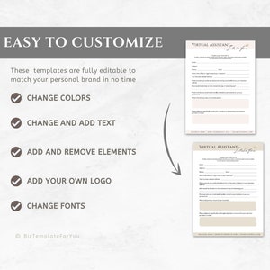 Editable Virtual Assistant Client Intake Form Template, Freelance ...