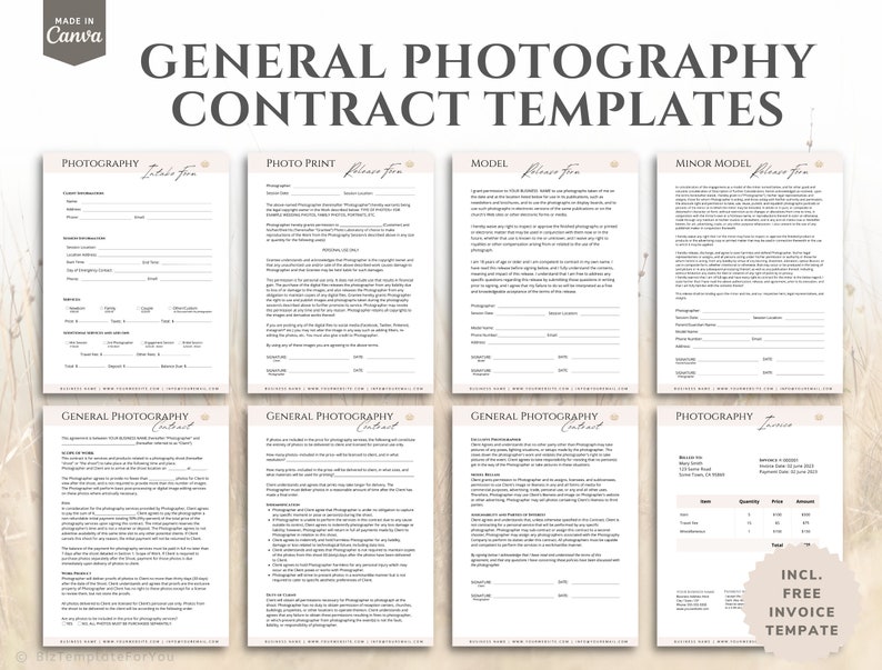 Editable Photography Contract Template Bundle Including - Etsy