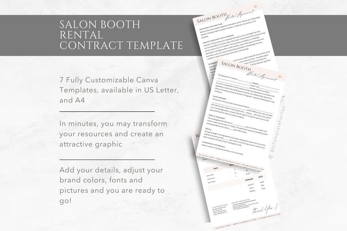 Editable Salon Booth Rental Agreement Template, Professional Booth ...