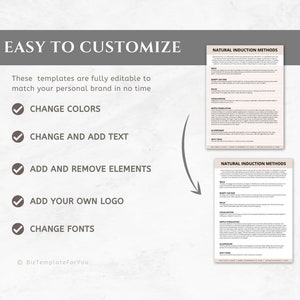 Editable Natural Induction Methods Handout Template, Doula Tool, Birth ...