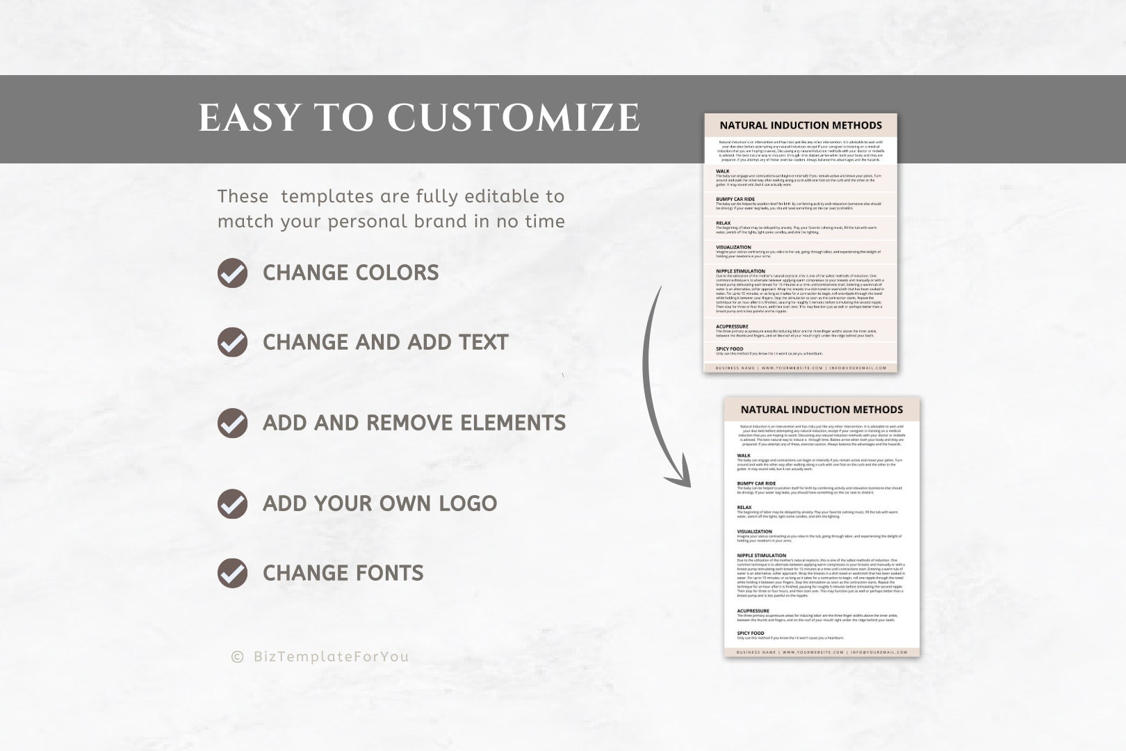 Editable Natural Induction Methods Handout Template, Doula Tool, Birth ...
