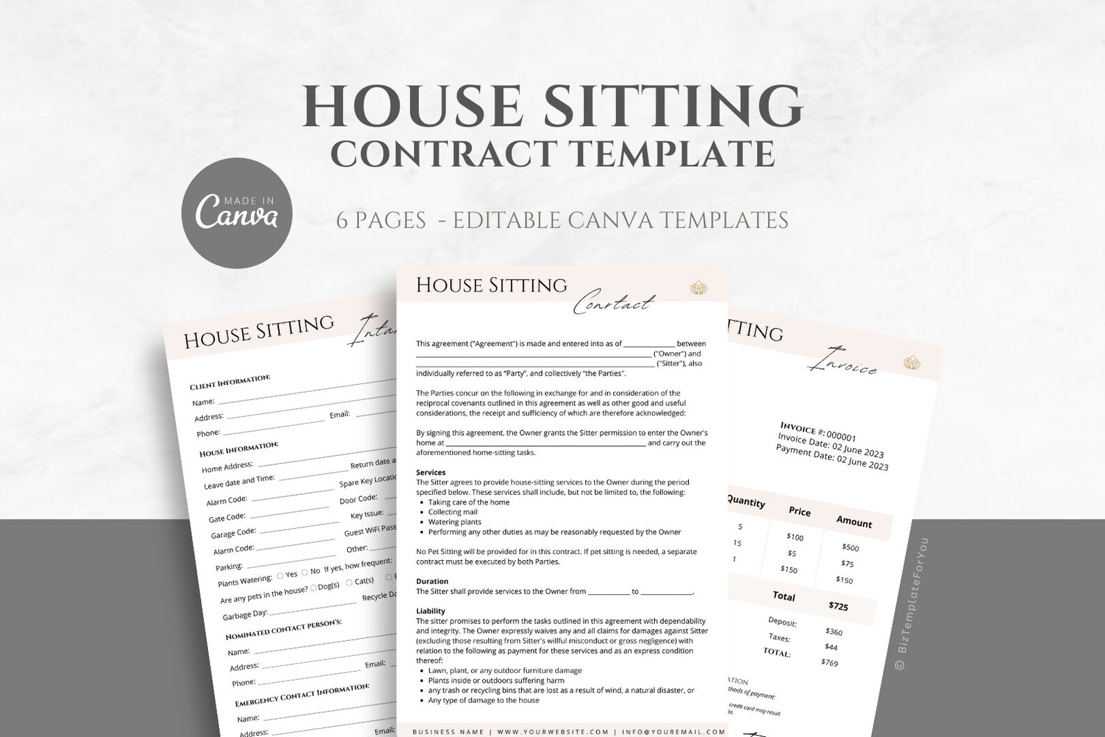 Editable House Sitting Contract Template, House Sitter Templates, Home ...