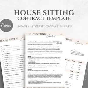 Editable House Sitting Contract Template, House Sitter Templates, Home ...