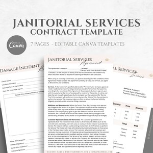 Editable Janitorial Services Contract Template, Incl. Invoice Template, Quote Template and ...