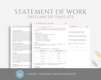 Statement of Work for Project Management / Fillable PDF / Indesign ...