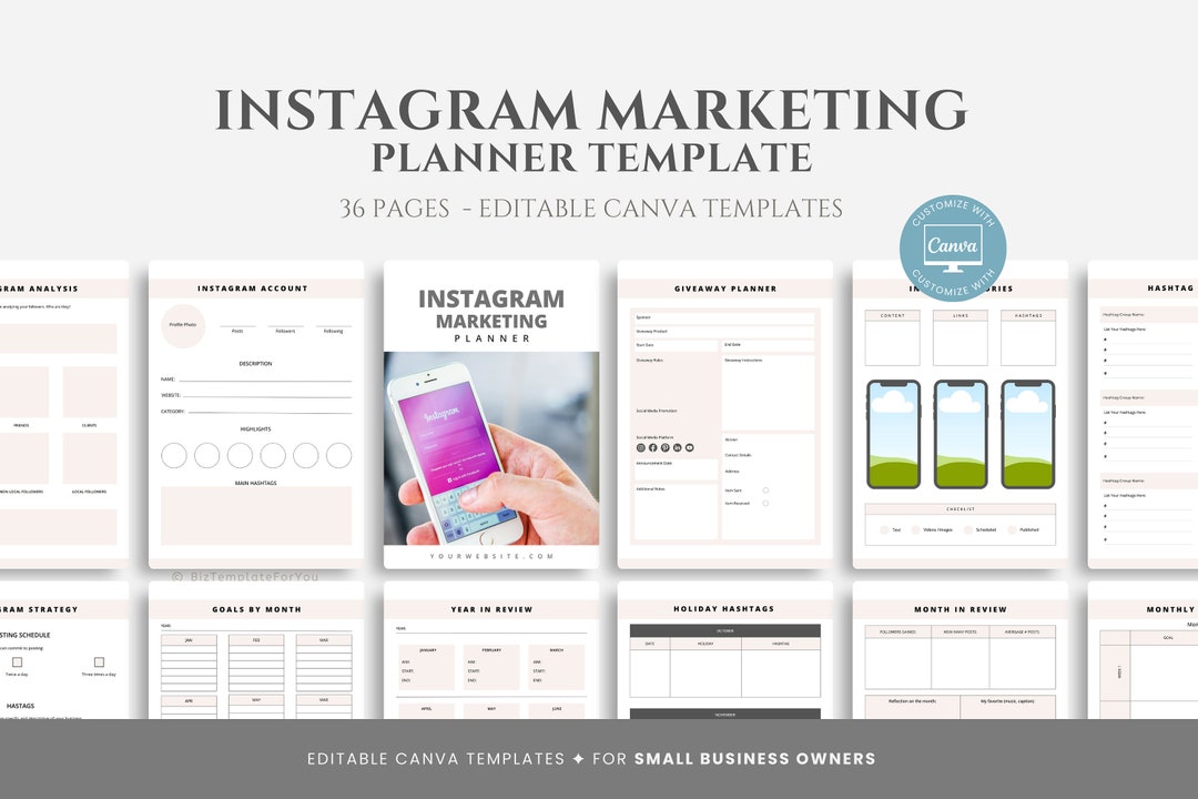 Editable Instagram Planner Template, Social Media Strategy Workbook for ...