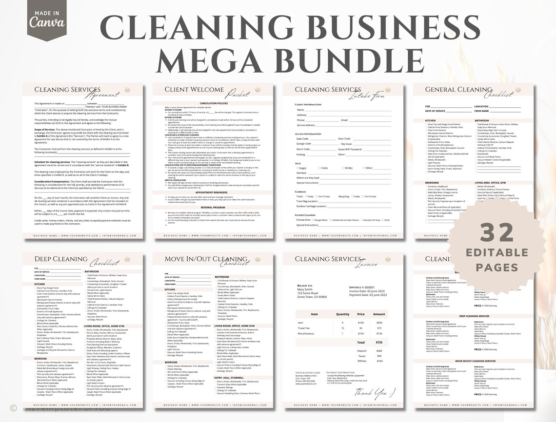 Cleaning Services Contract Bundle All Cleaning Business Forms - Etsy