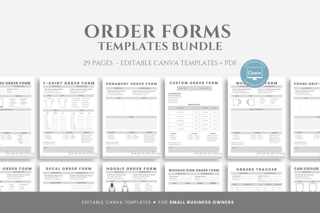 Editable 14 Order Forms Template Bundle, Printable Order Forms Template ...