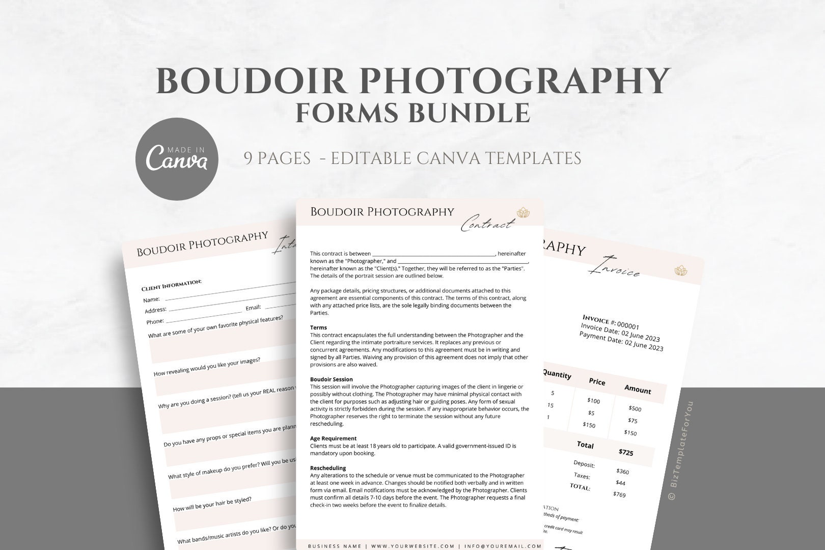 Editable Boudoir Photography Contract Template. Boudoir Photography ...