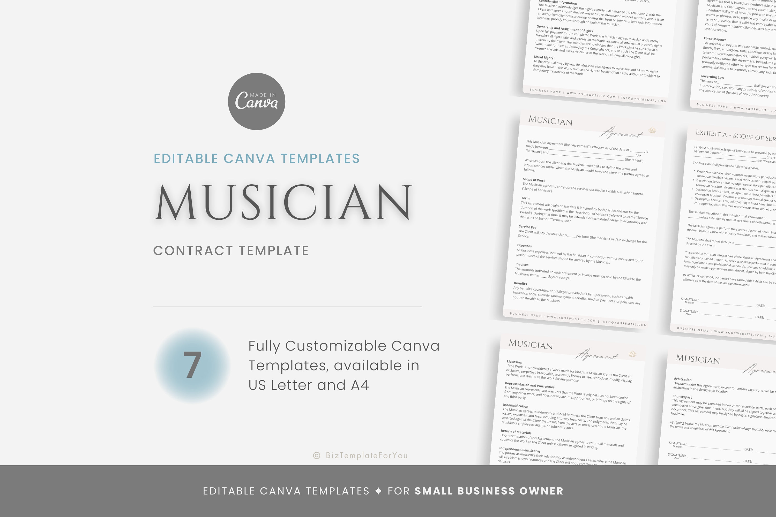 Editable Musician Contract Template, Music Artist Service Agreement ...