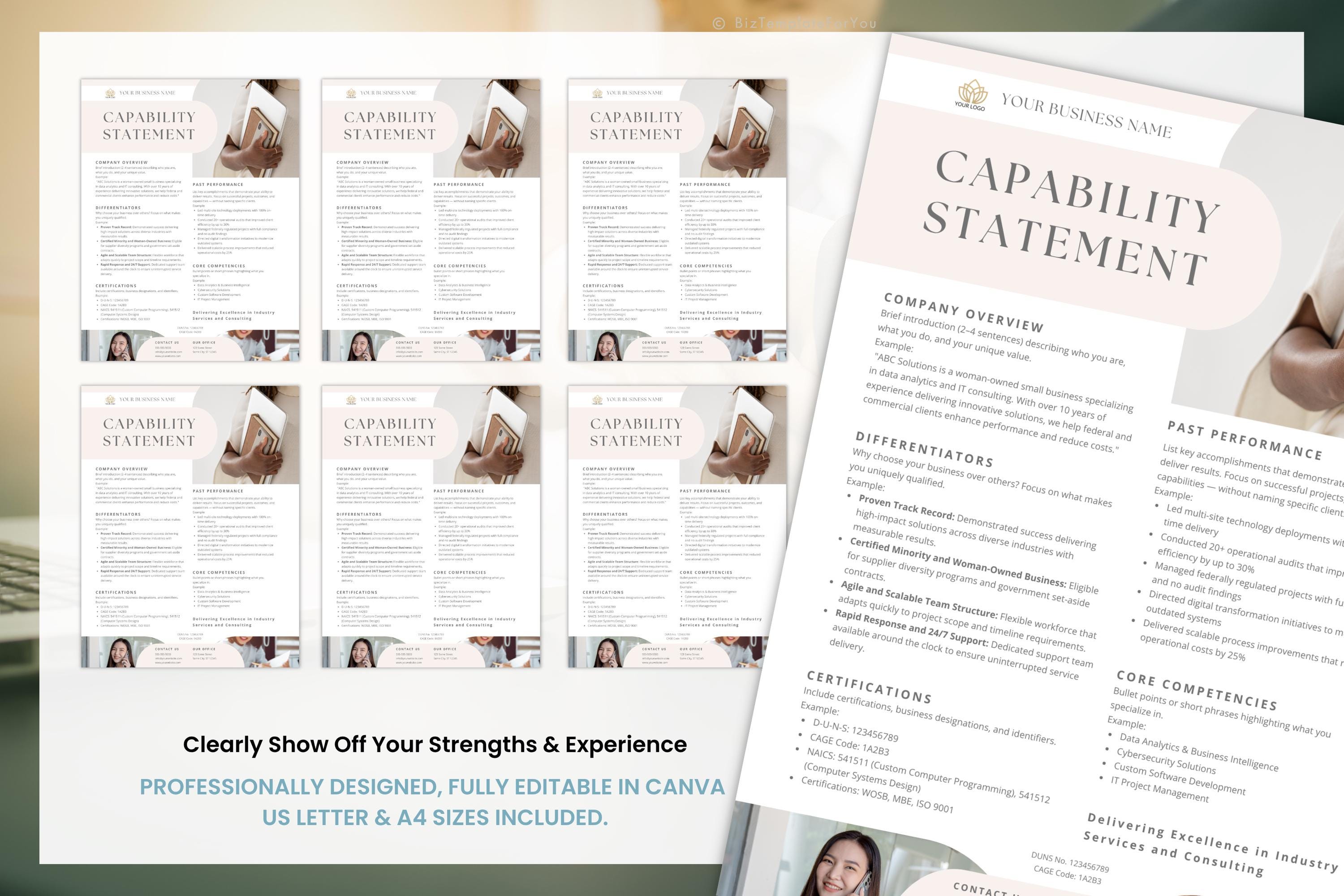 Editable Business Capability Statement Template, Capability Statement ...