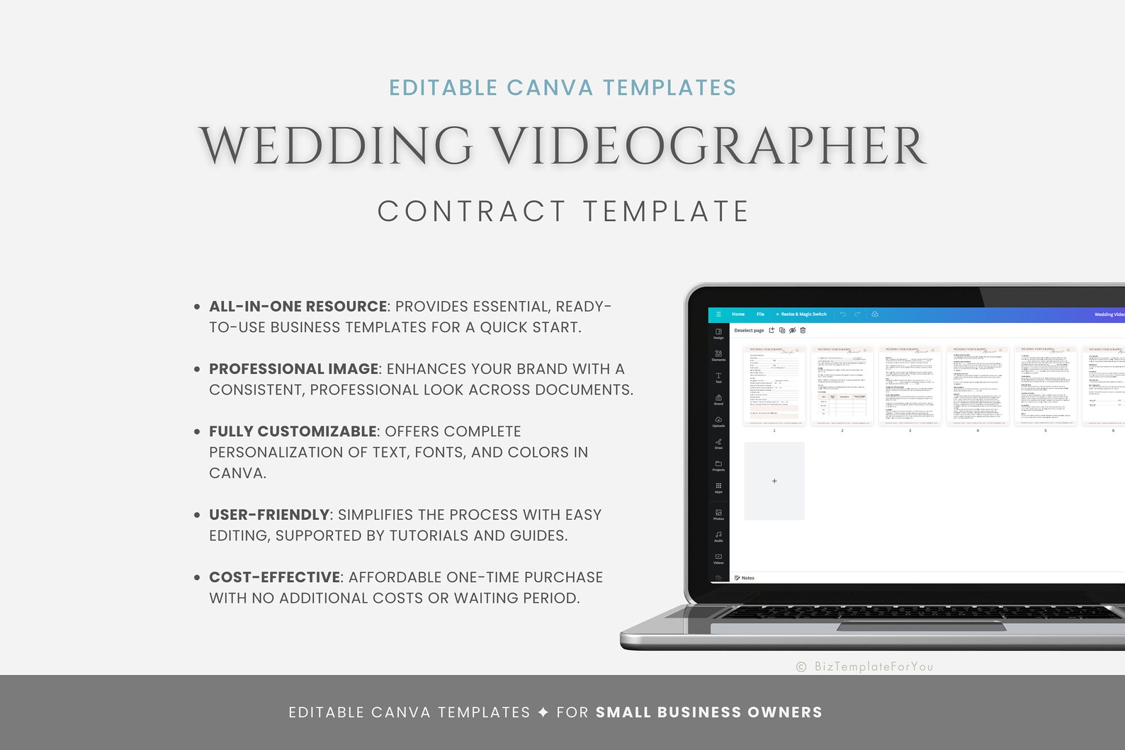 Editable Wedding Videography Contract Template, Incl. Intake Form and Invoice, Canva Template ...