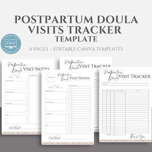 Editable Postpartum Doula Visits Notes and Tracker Templates. Doula Log ...