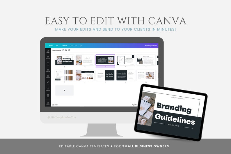 Editable Brand Guidelines Template, Branding Kit, Branding Design ...