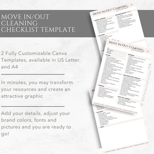Move In/out Cleaning Checklist, Editable House Cleaning Checklist ...