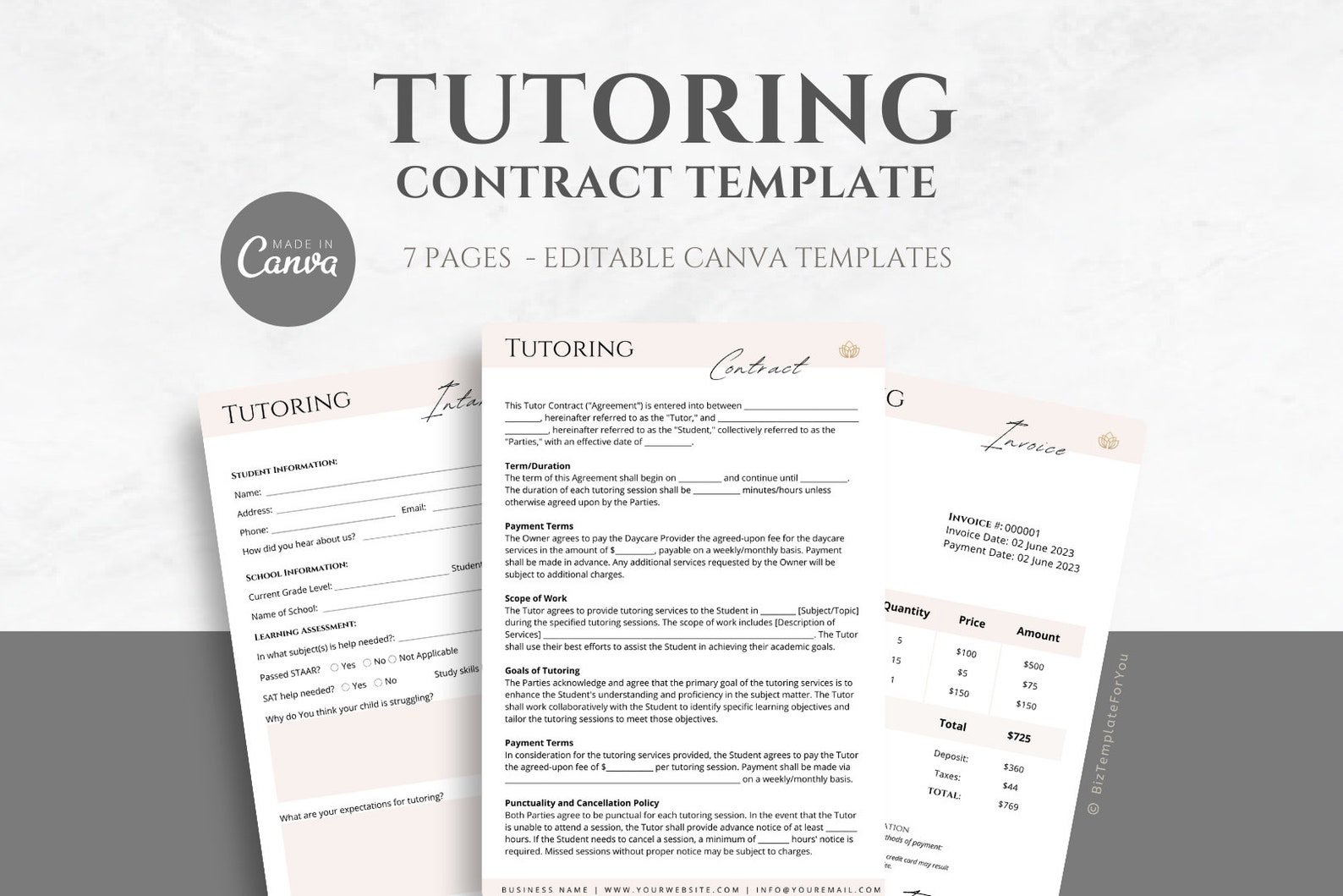 Editable Tutoring Contract Template, Tutoring Service Agreement ...