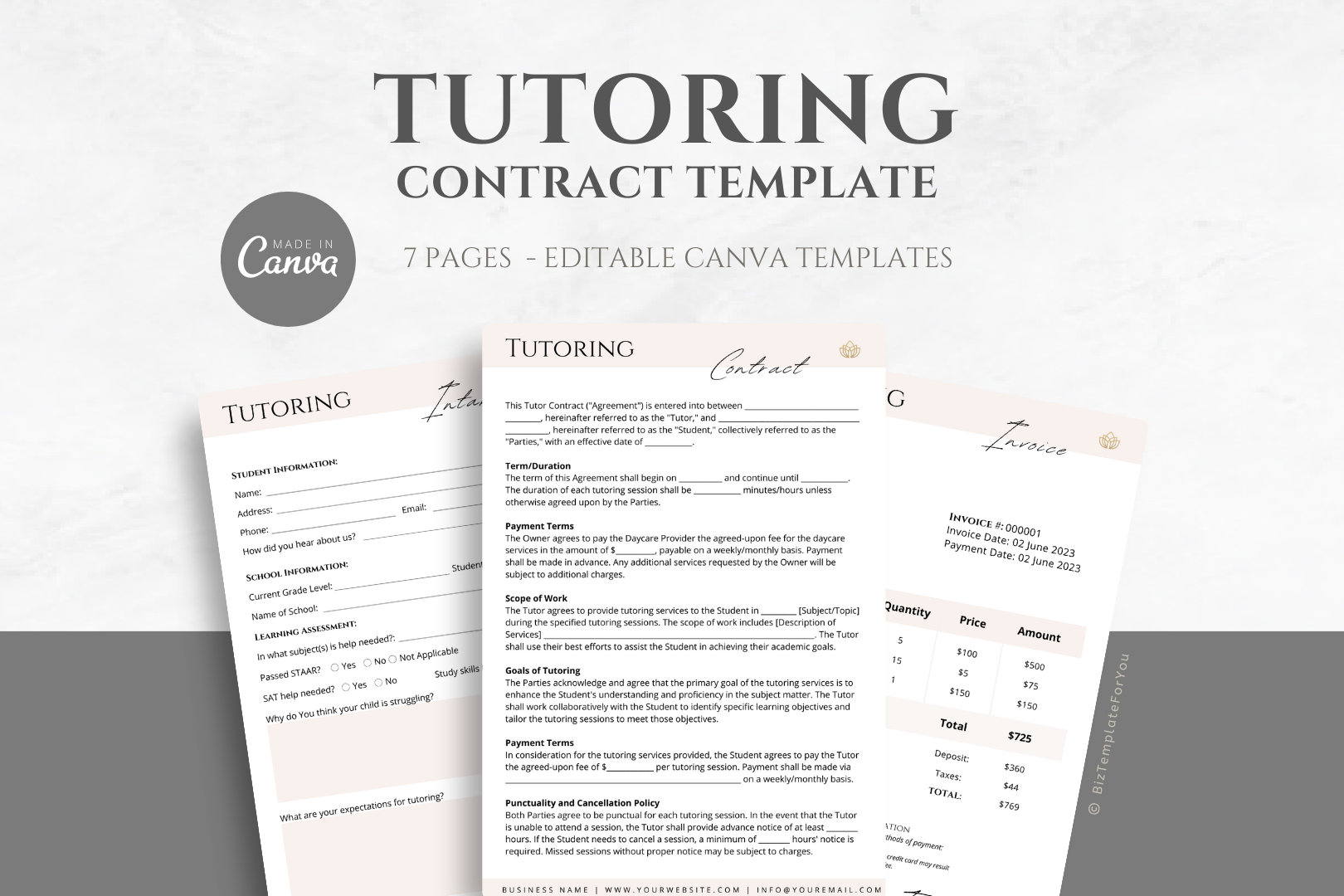 Editable Tutoring Contract Template, Tutoring Service Agreement ...