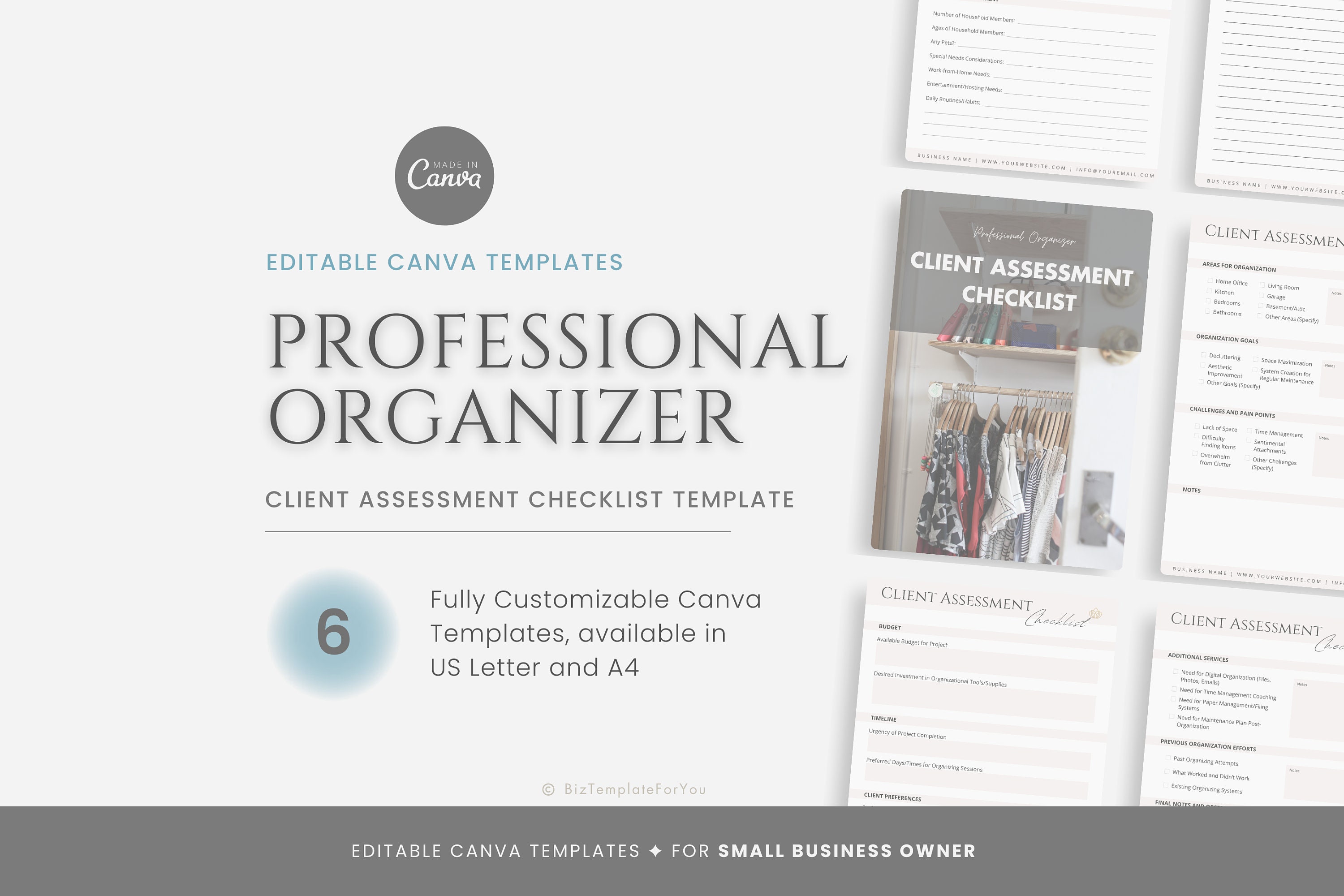 Editable Professional Organizer Client Assessment Checklist Template ...