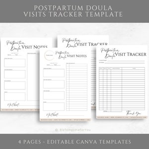 Editable Postpartum Doula Visits Notes and Tracker Templates. Doula Log ...