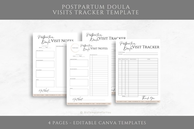 Editable Postpartum Doula Visits Notes and Tracker Templates. Doula Log ...